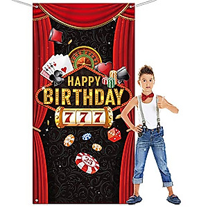 Casino Theme Birthday Party Decorations Casino Door Cover Las Vegas Casino Birthday Party Decorations Casino Night Photograph Casino Las Vegas Party Decoration Supplies, 6 x 3 Feet