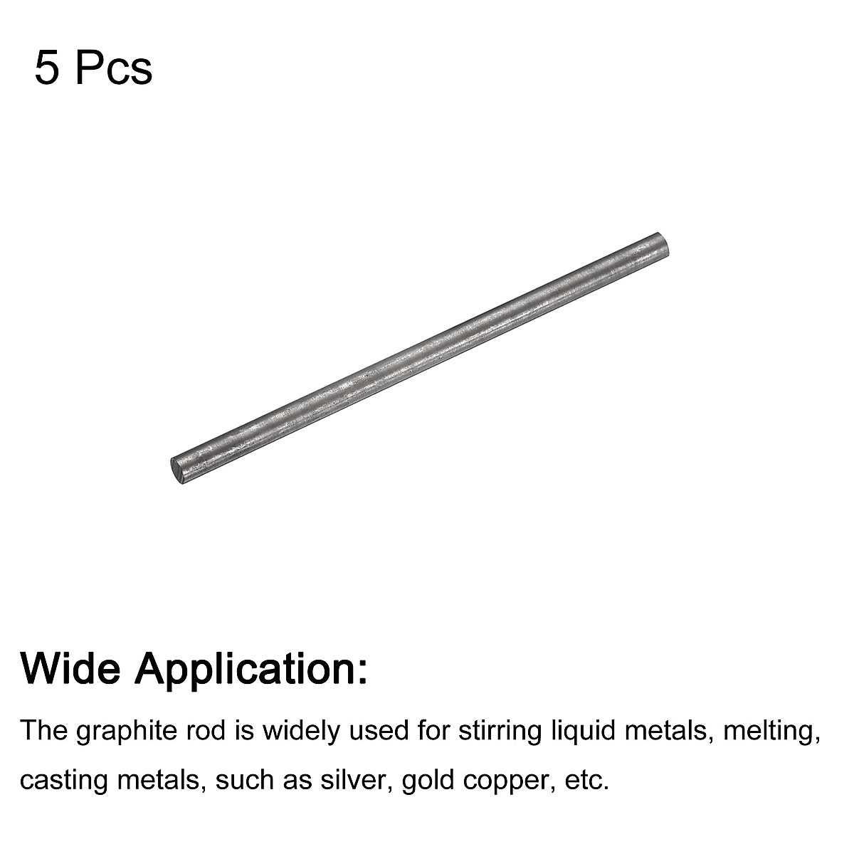 PATIKIL Graphite Rod Graphite Stirring Rod Cylinder Stick Carbon Rod 100x5mm Black for Electrode, Melting Casting, Crucibles, Pack of 5