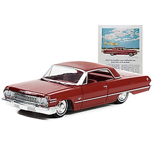 1963 Chevy Impala Sport Coupe Red w/Red Interior Vintage Ad Cars Series 7 1/64 Diecast Model Car by Greenlight 39100 A