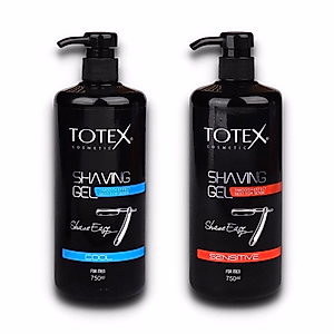 Totex Cool Shaving Shave Gel Professional Formula Sensitive Smooth Effect Best For Sense With Pump Easy Economical Use For Men & Women 750 ml