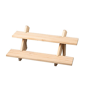 Eiyye 2-Tier Wooden Display Stand, Ring Earring Large Capacity Jewelry Display Stand,Wood Cupcake Stands Display Stand Craft Showing Organizer Tray For Retail Display Vendors Wood Riser(Natural)