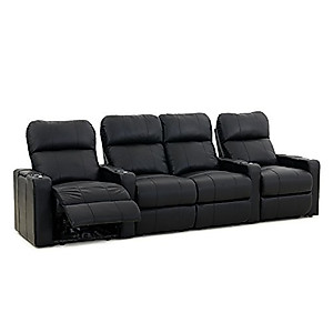 Octane Turbo XL700 Black Bonded Leather with Manual Recline (Row of 4 Straight Middle Loveseat)