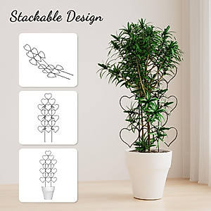 Ailibre Indoor Plant Trellis for Climbing Plants, Stackable Garden Trellis for Potted Plants, Small House Plant Trellis for Vine Ivy Flower Plant Support Outdoor DIY Metal Trellis 3 Pack, Black