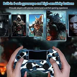 PGYFDAL 2 Pack Wireless Controller For PS4/Pro/PC, Gamepad with USB Cable/1000mAh Battery/Dual Vibration/6-Axis Motion Sensor/3.5mm Audio Jack/Multi Touch Pad/Share Button (Red and Blue)