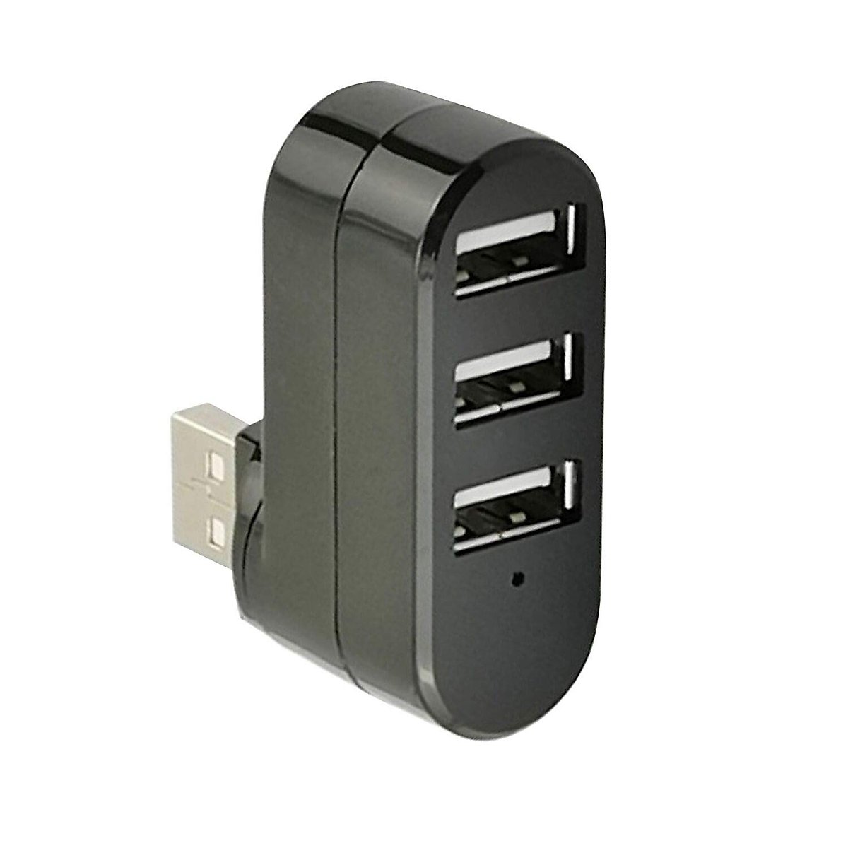 OUQYLG USB 3 Port Splitter, Mini USB Hub, USB 3 Port Compact Portable Rotatable HUB, USB Hub Dock [90°/180° Degree Rotatable] for Flash Drive Mobile HDD PC Laptop Notebook and More - Black