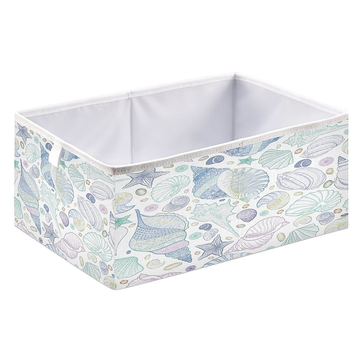 Burbuja Seashell Storage Cubes Fabric Storage Bins Foldable Closet Organizer Basket with Handle, 11x11x11 Cube