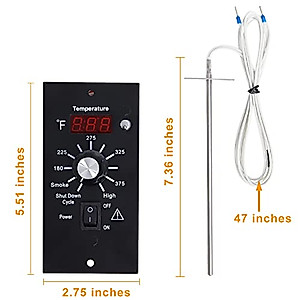 Digital Thermostat Kit Compatible with Traeger Pellet Grills BAC200 BAC236 BAC283 BAC388 BAC389 BAC382 Replacement Parts with LED Display Temperature Control Panel & 7" RTD Temperature Sensor Probe