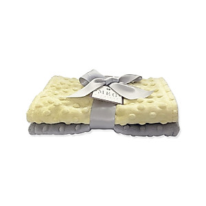MEG ORIGINAL Baby Gray Minky Dot Burp Cloths, Set of Two (Gray & Yellow)