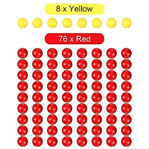 84 Pieces Game Replacement Balls 4 Sets Game Replacement Marbles Compatible with Hungry Hungry Hippos, 76 Red Balls and 8 Yellow Balls