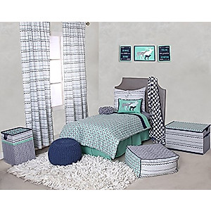 Bacati - Tribal Noah Mint/Navy Quilted Top Changing Pad Cover (Solid Top Mint/Navy)