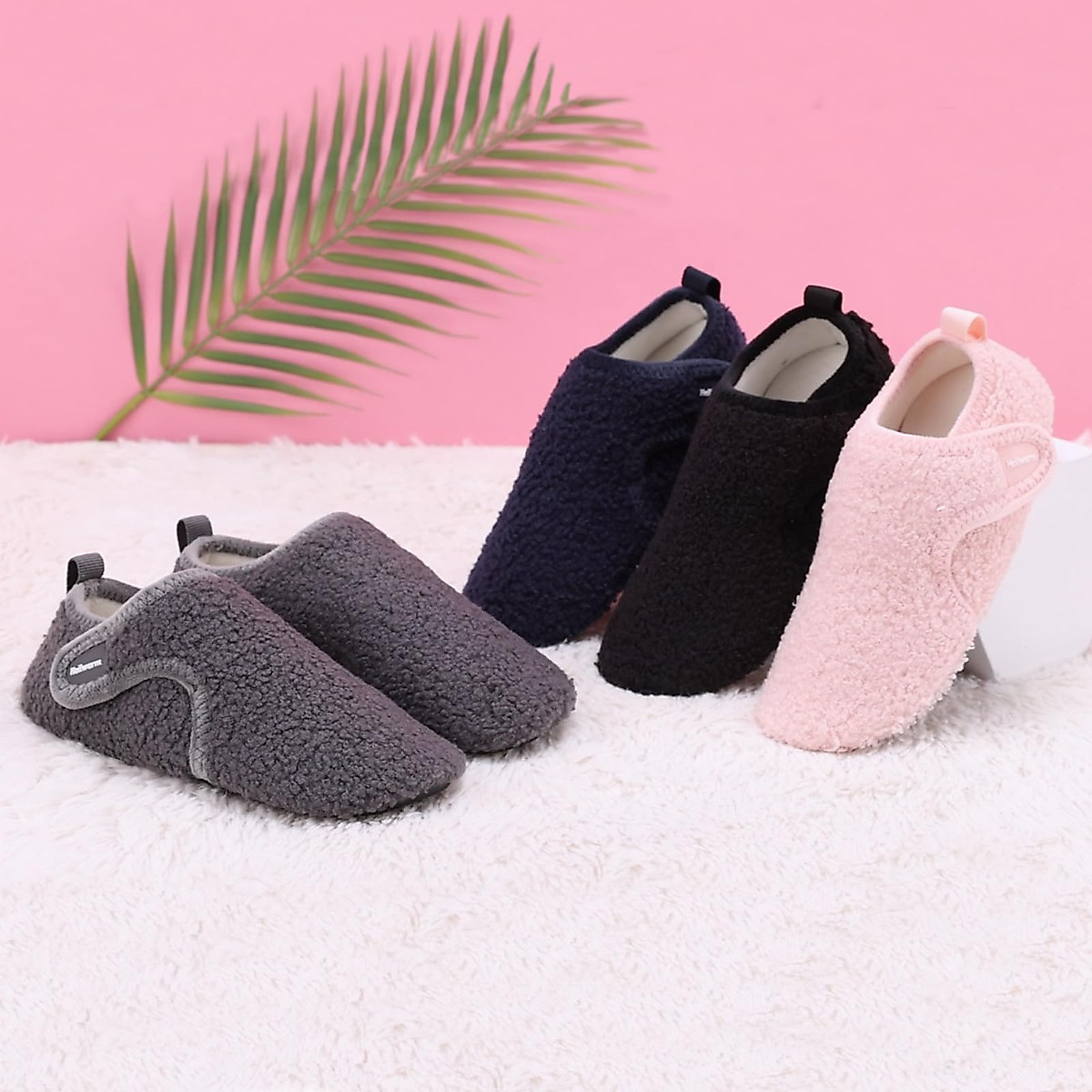 Heiiwarm Boys Toddler Girls Slippers Barefoot House Shoes Winter Warm House Slippers Cozy Lightweight Non-Slip Bedroom Indoor Socks Navy Toddler 10-11