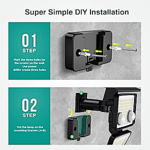 Solar Outdoor Lights - 3000LM 188 LED Motion Sensor Outdoor Lights, 4 Heads IP65 Waterproof Powered Security Flood Lights, 270°Wide Lighting Angle Wall Light with Dual Sensors for Backyard Yard Patio