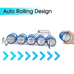 2-Pack Soda Can Beverage Dispenser Rack, Can Storage Organizer Holder for Refrigerator- Dispenser 5 Standard Size 12oz Soda Cans or Canned food, Rust-Proof Stainless Steel, Black