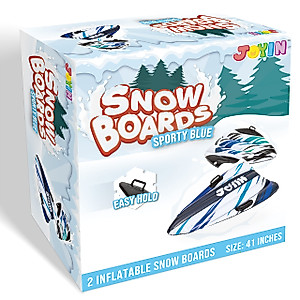 JOYIN Inflatable Snow Sleds (2 Pack), 40" Heavy Duty Snow Tube with Handles,Snow Sled for Kids and Adults Cold Resistant Winter Toys Gifts,Toboggan for Family Winter Outdoor Activities(Blue)