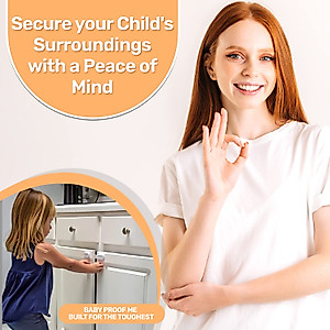 3M Adhesive Child Safety Strap Locks by Baby Proof Me, Baby Latches for Cabinets, Dishwashers, Fridges, Ovens and Trash Cans, Stain Free Toilet Lock (6 Safety Latches)