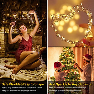 DAYBETTER 100Ft 300LED Fairy Lights Plug in, Waterproof USB String Lights Outdoor, 8 Modes with Remote, Copper Wire Twinkle Lights for Bedroom Patio Christmas Decorations (Warm White)（2-Pack 50FT