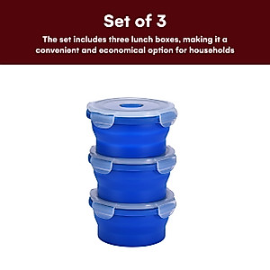 Collapsible Food Storage Containers with Lids - Silicone Bowls with Airtight Lid for Kitchen, Camping, Hiking - BPA Free, Microwave, Dishwasher and Freezer Safe Lunch Boxes - Salad Bowl Container