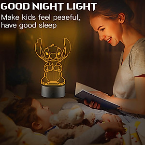 LOUHH Stitch Light, Stitch Gifts-3D LED Intelligent Remote Control Stitch Lamp 16 Color Light for Christmas Children's Room Decoration