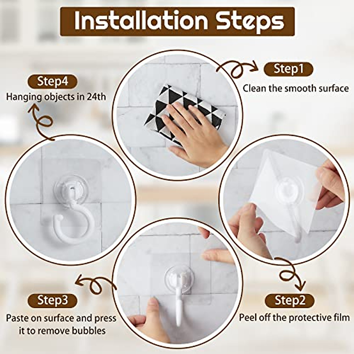 Jetec 9 Pieces Adhesive Ceiling Hooks White Under Cabinet Hooks Plastic Heavy Duty Adhesive Hooks Utility Hooks for Ceiling Hanging Sticky Ceiling Hooks for Kitchen Bathroom Bedroom Wall Hooks Holder