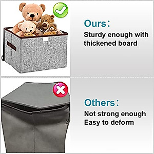 Bagnizer Foldable Fabric Storage Bins with Lids, 14.4x10x10'' Decorative Stackable Storage Cubes with Handles, Toy Clothes Blanket Storage Organizer, Closet Storage Basket/Box/Containers
