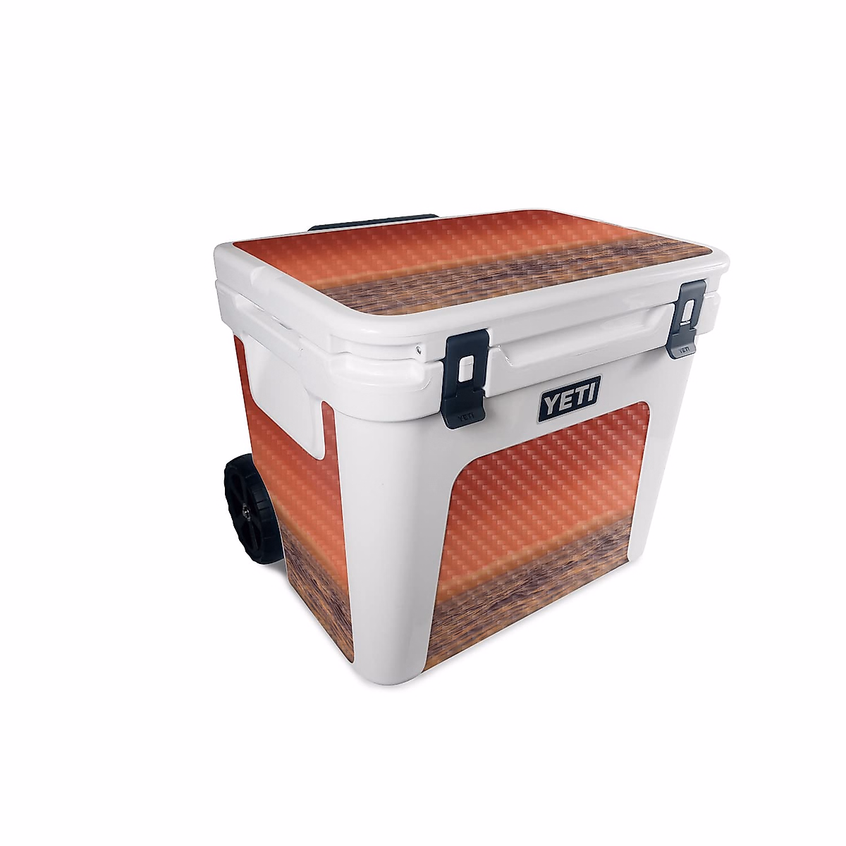 MightySkins Carbon Fiber Skin Compatible with Yeti Roadie 60 Wheeled Cooler - Red Horizon | Protective, Durable Textured Carbon Fiber Finish | Easy to Apply and Change Style | Made in The USA