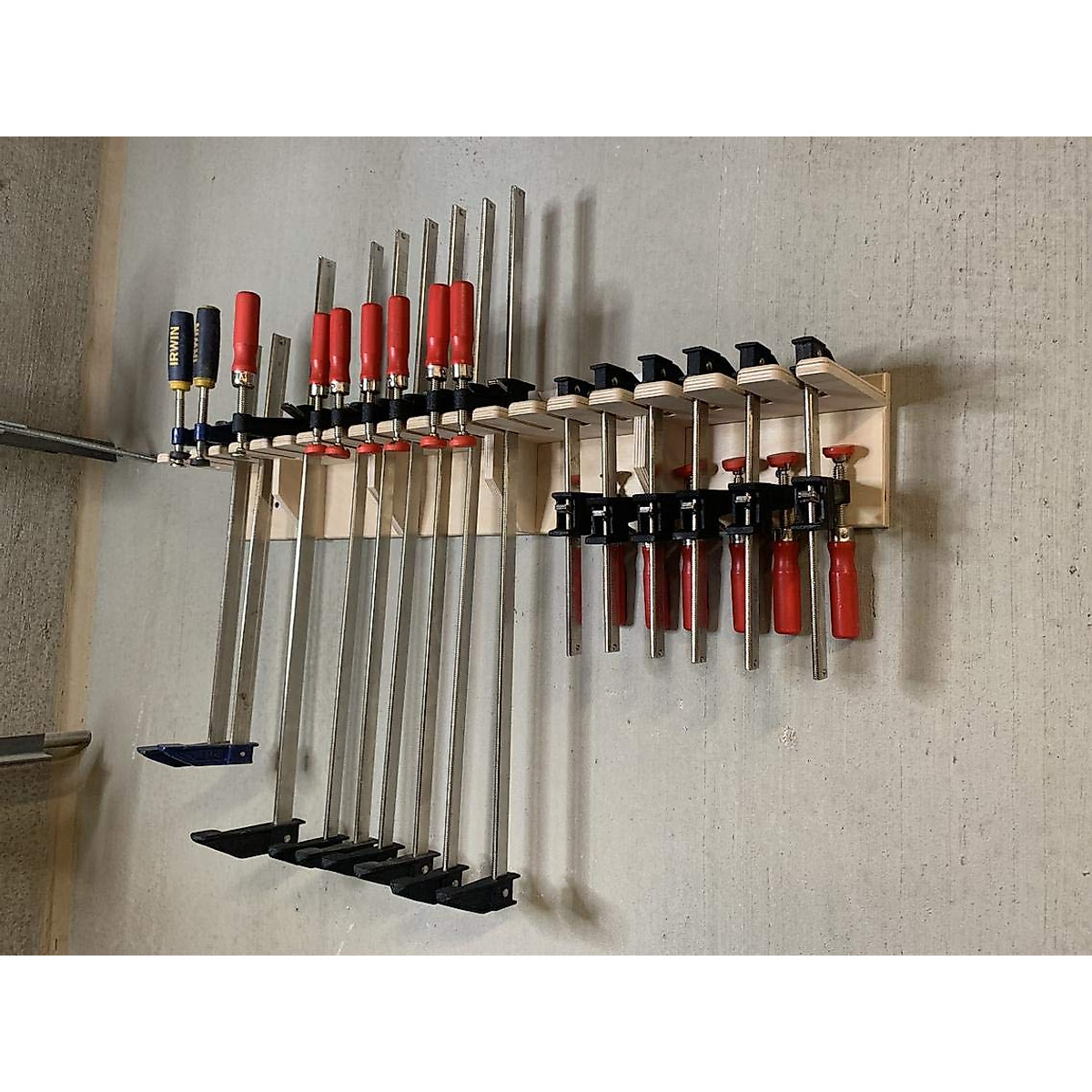 Factory Crafts Bar Clamp Tool Holder Organization Storage Rack Wood Shelf Organizer 20-Slot Birch Plywood