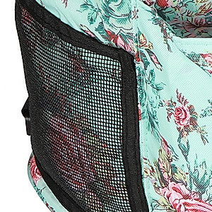 2Pcs Portable Woolen Yarn Storage Bag Knitting Bag, Yarn Storage Round Tote Bag, 600D Oxford Cloth Printing Multi-Pocket Hand Strap(Green Peony)