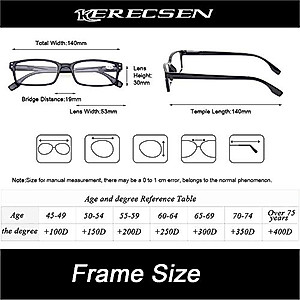 Kerecsen READING GLASSES 4 Pack Spring Hinge Comfort Readers Plastic Includes Sun Readers (4 Pack Black, 1.25)