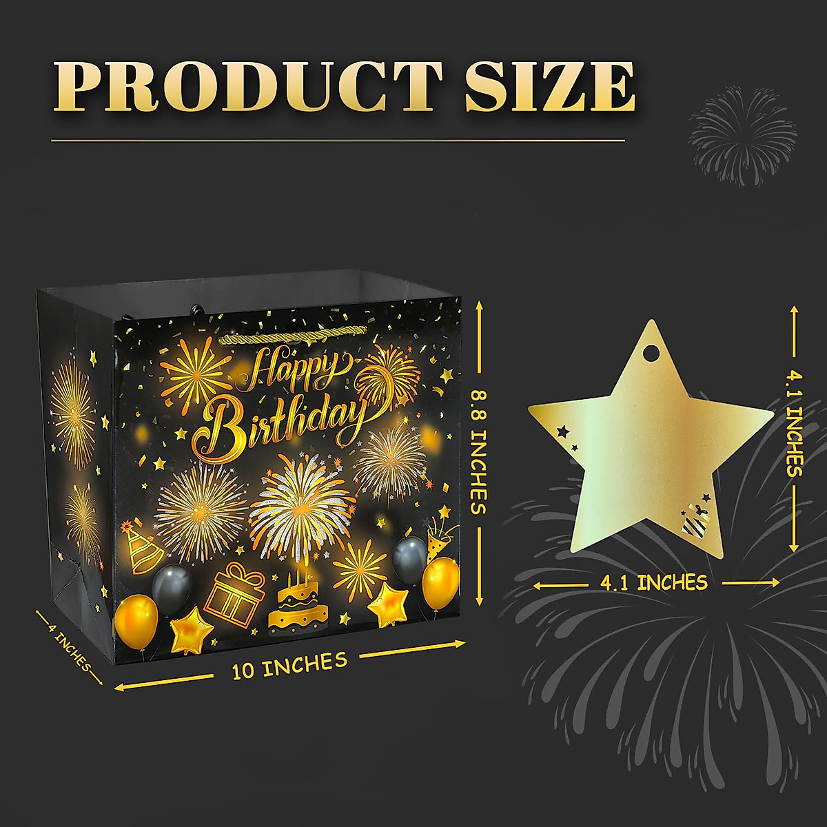 DTESL Lights Fireworks and Cheering Musical Gift Bag - Designed for Birthday,Birthday gift bags are given to wives husbands men and women-10" x 8.8" x 4"