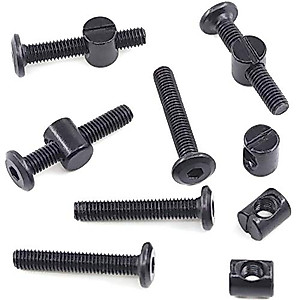 Mardatt M6 x 35mm 50PCS Black Zinc Plated Hex Socket Head Furniture Screws Bolts and Barrel Nuts for Furniture