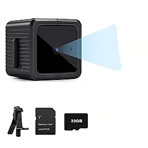 Spy Camera HD 1080P Mini Hidden Camera with 32G Card Small Camera Nanny Cam with Night Vision Hidden Spy Cam for Home Indoor Outdoor