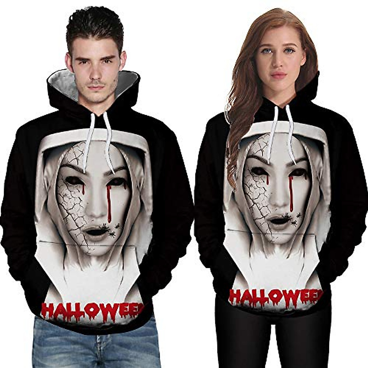 Cool Hoodies for Men, Thenlian Loves' Casual Autumn Winter 3D Printing Long Sleeve Hoodies Sweatshirt Blouse(Black, 3XL)