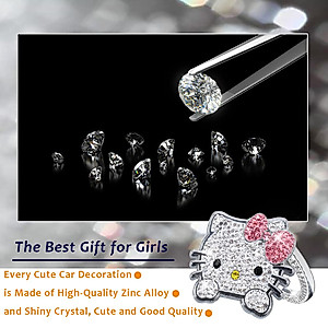 YOLRIND Car Push Start Button Cover, Cute Cat Bling Car Accessories for Women Engine Push to Start Button Cover Interior Accessories Decor (Pink)