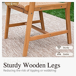 Sophia & William 9-Piece Patio Outdoor Dining Table Chair Set, Rattan Furniture Set of 8 Rattan Chairs and 1 Acacia Wood Rectangular Table for Yard, Garden, Porch and Poolside