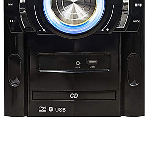 Magnavox MM440 3-Piece CD Shelf System with Digital PLL FM Stereo Radio, Bluetooth Wireless Technology, and Remote Control in Black | Blue Colored Lights | LED Display | AUX Port Compatible |