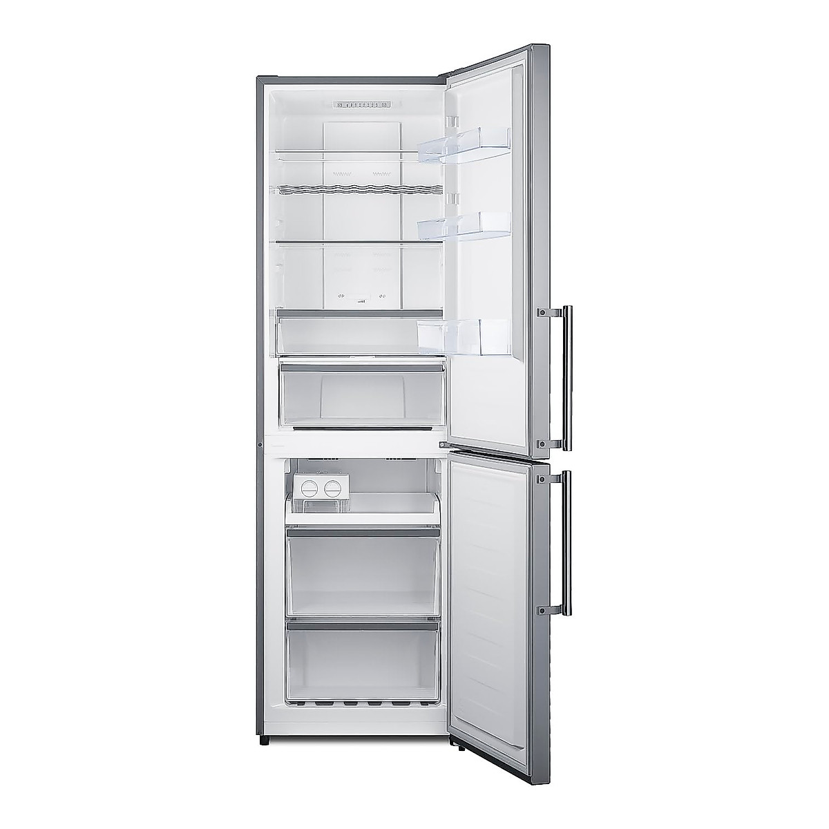 Summit Appliance FFBF235PL 24" Wide Bottom Freezer Refrigerator, Energy Star, LED Lighting, Stainless Steel (RHD)