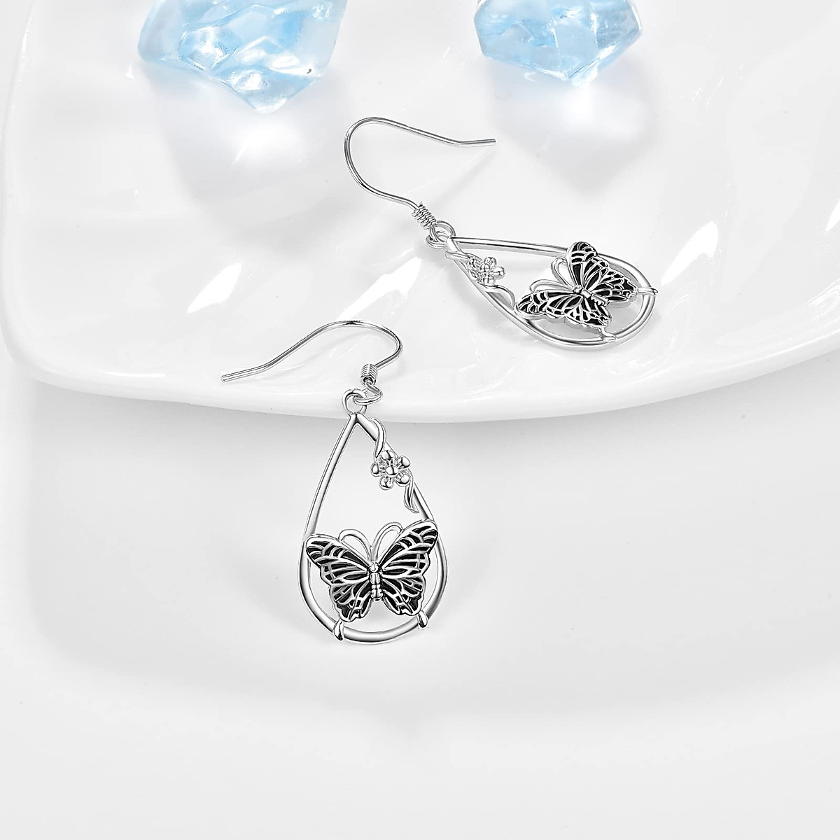 Palpitate Butterfly Earrings Butterfly Dangle Earrings 925 Sterling Silver Hypoallergenic Dangle Butterfly Earrings for Women Jewelry Gifts