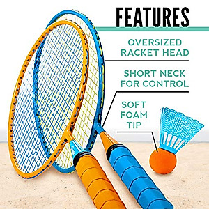 Franklin Sports Badminton Racket Set - Smashminton, Oversize - 2 Player Backyard Youth Set with Birdies For Kids