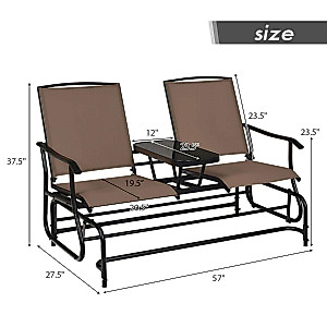 UYSB Outdoor 2 Person Patio Double Chair Rocking Brown Chair Rocking Chair Rocker Chair Rocker Camp Chair Rocker Recliner Rocking Camp Chair Rocking Chairs Outdoor Rocking Chair