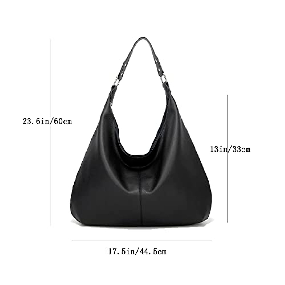 Ashioup Women's Black Hobo Bags Vegan soft PU Leather Shoulder Bag Slouchy Handbags Totes with Zipper