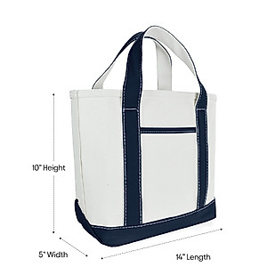DALIX 14" Mini Small Cotton Canvas Party Favor Wedding Gift Tote Bag in Navy Blue