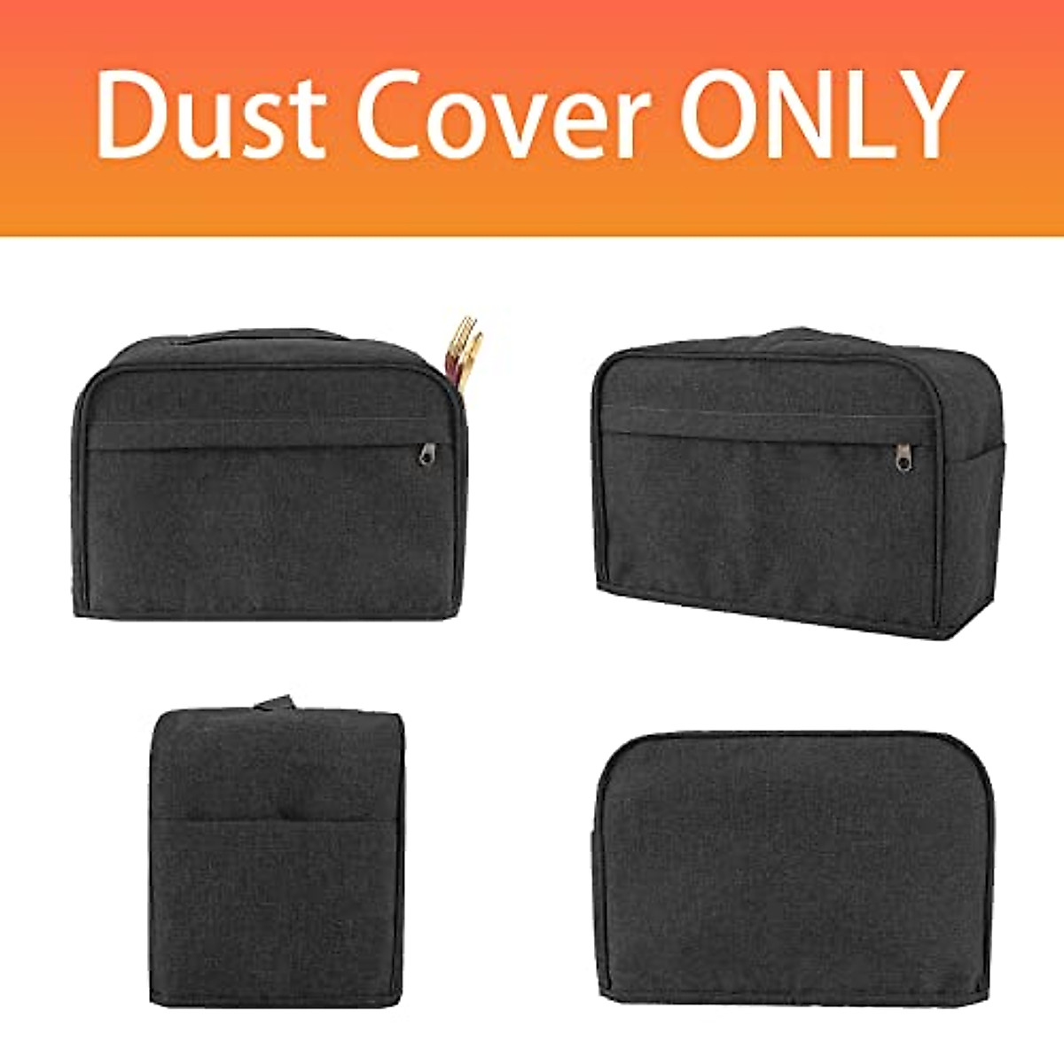 4 Slice Toaster Cover, Toaster Bags with Pockets, Bread Toaster Oven Dustproof Cover, Toaster Storage Bag, Appliance Covers For Kitchen Small Appliance, Fingerprint Protection, Gift for Women (M, Black)