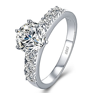 Atylyk Total 3.2cttw Center 2CT Moissanite Engagement Ring Wedding Promise Gold-plating Sterling Silver Rings for Women,Size 6.5