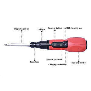Jiahe Cordless Screwdriver, Electric Rechargeable Screwdriver 3.6V 800mAh Li-ion with Battery Indicator LED light with 12 Free Accessories for Home DIY,Both Hand and Mini Cordless Screwdriver Drill