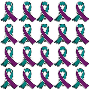 Suicide Prevention Awareness Ribbon Pin 25pcs Purple & Teal Enamel Pins