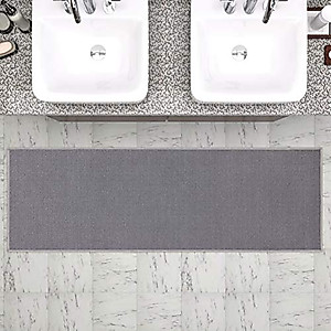 Machine Washable Modern Solid Design Non-Slip Rubberback 2x6 Traditional Runner Rug for Hallway, Kitchen, Bedroom, Living Room, 2'2" x 6', Gray