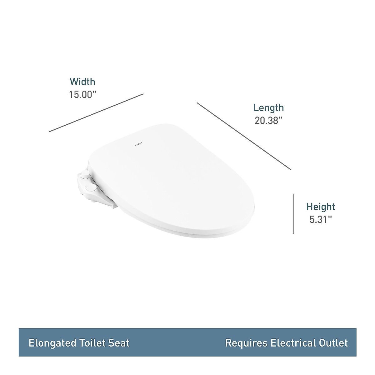 Moen EB1000 3-Series Standard Electronic Bidet Toilet Seat, White