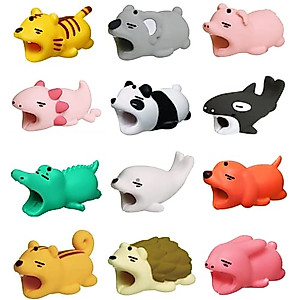 Phone Charger Cable Protector Animals - 12 USB Charger Cord Protector for iPhone, iPad, Android, Samsung, Animal Bite Charging Cable Savers