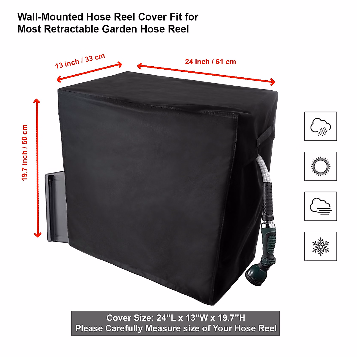 Gulabia Wall-Mounted Hose Reel Cover - Outdoor Garden Water Faucet Hanger - Protector From Dust, Rain, Snow and Sun - Fits Most Retractable Garden Hose Reels