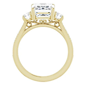 925 Silver, 10K/14K/18K Solid Gold Moissanite Engagement Ring, 3.0 CT Emerald Cut Handmade Solitaire Ring, Diamond Wedding Ring for Women/Her Anniversary Ring, Birthday Gifts, VVS1 Colorless Rings